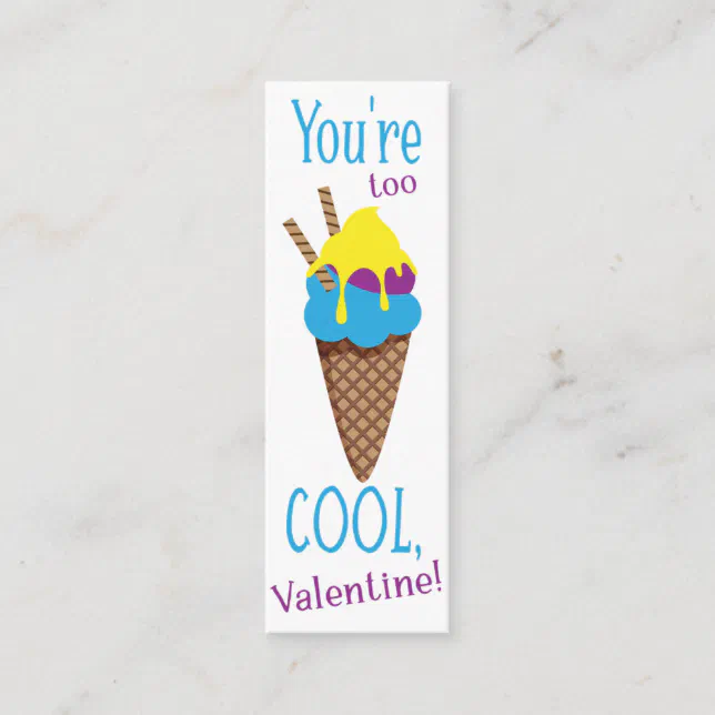 Valentine's You're Too Cool! Mini Bookmark Mini Business Card | Zazzle