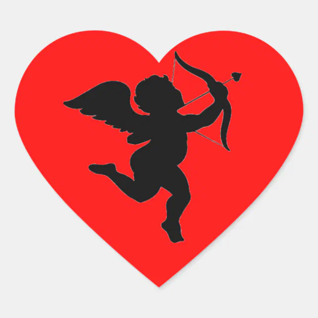 Valentines's Day Gift Cupid Silhoutte Heart Sticker | Zazzle