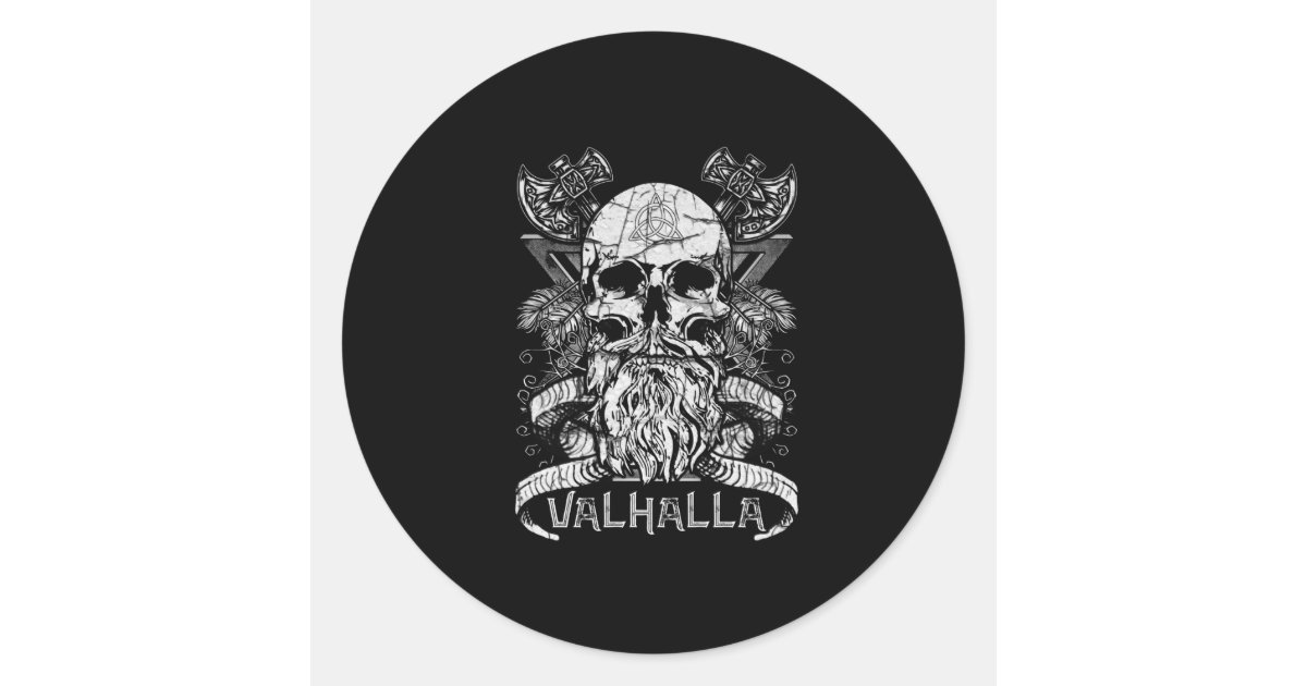 Valhalla Odin Viking Motif Classic Round Sticker | Zazzle