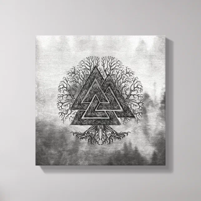 Valknut and Tree of Life Yggdrasil Canvas Print | Zazzle