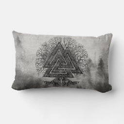 Valknut and Tree of Life Yggdrasil Lumbar Pillow | Zazzle