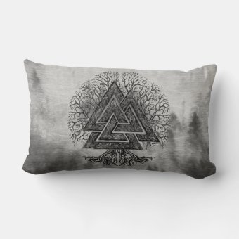 Valknut and Tree of Life Yggdrasil Lumbar Pillow | Zazzle