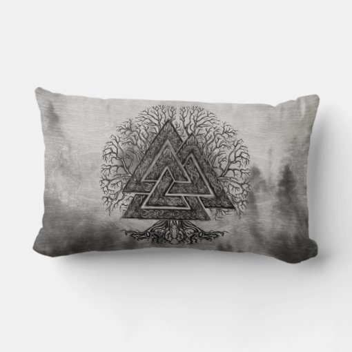 Valknut and Tree of Life Yggdrasil Lumbar Pillow | Zazzle