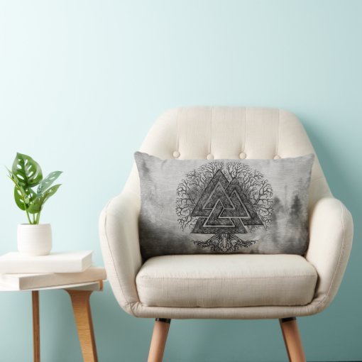 Valknut and Tree of Life Yggdrasil Lumbar Pillow | Zazzle