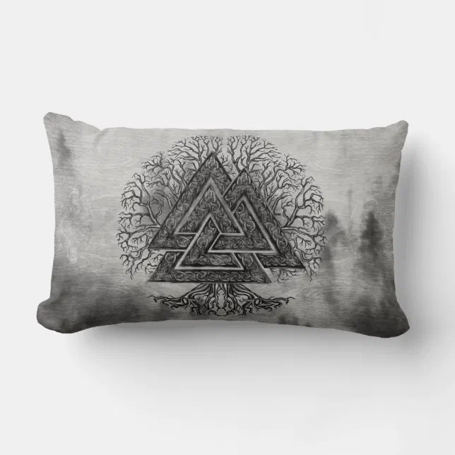 Valknut and Tree of Life Yggdrasil Lumbar Pillow | Zazzle