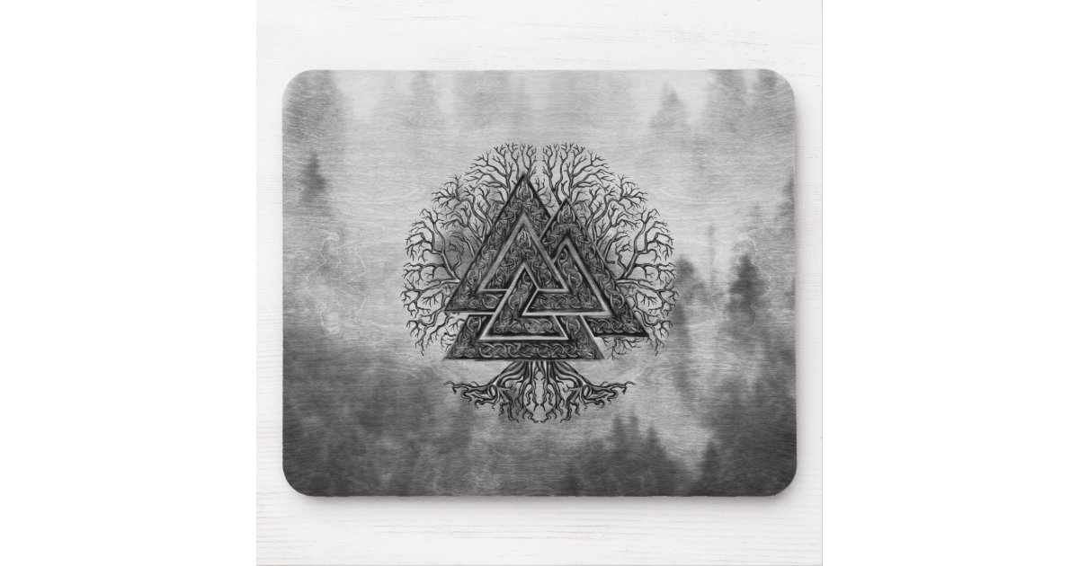 Valknut and Tree of Life Yggdrasil Mouse Pad | Zazzle