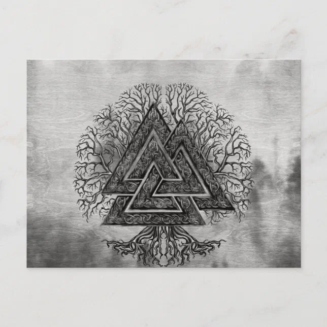 Valknut and Tree of Life Yggdrasil Postcard | Zazzle