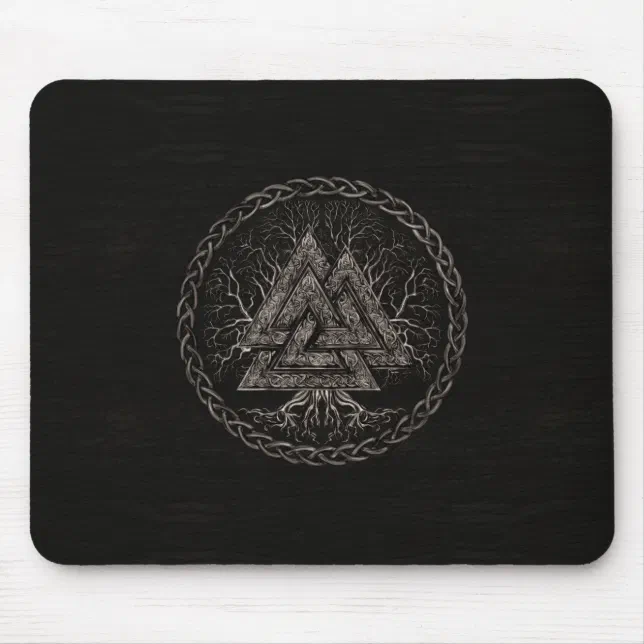 Valknut and Tree of Life Yggrdrasil Mouse Pad | Zazzle