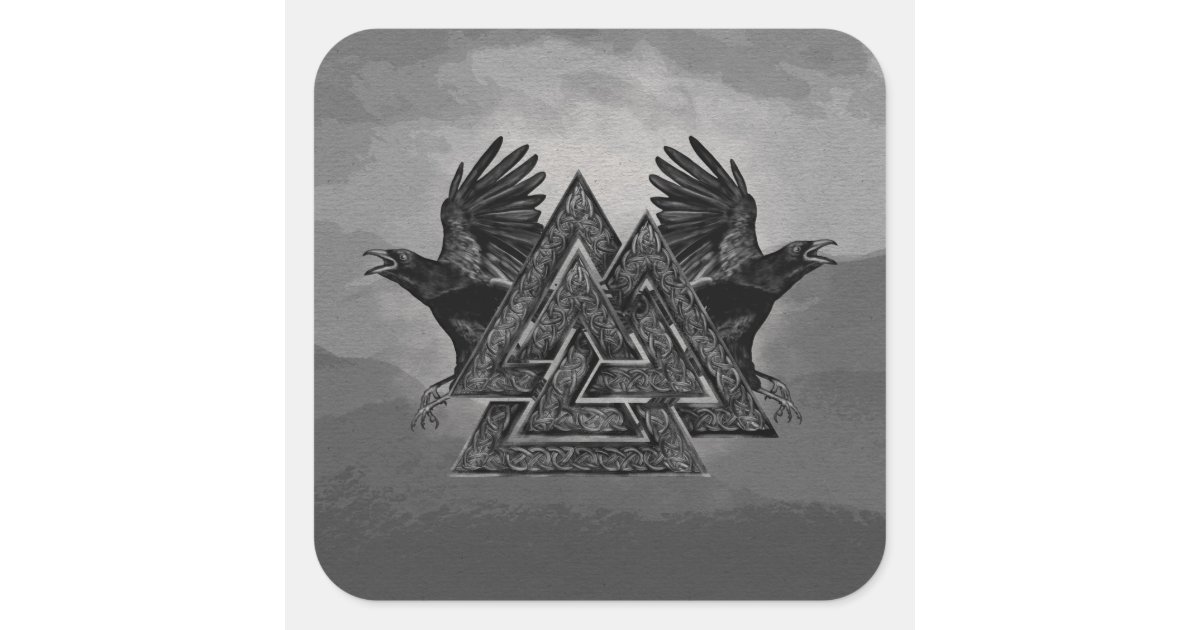 Valknut Symbol and Ravens Square Sticker | Zazzle