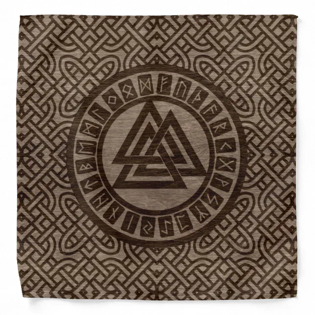 Valknut Symbol and Runes on Celtic Pattern on Wood Bandana | Zazzle