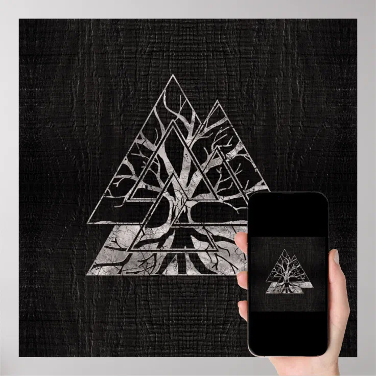 Valknut Symbol and Tree of life -Yggdrasil Poster | Zazzle