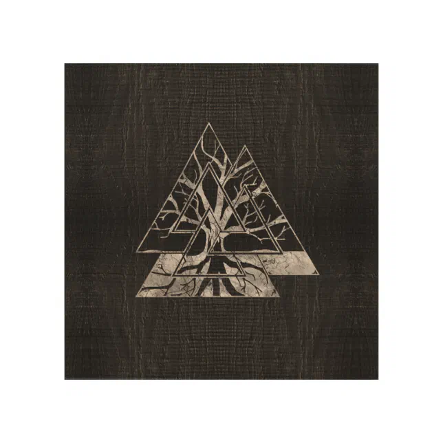 Valknut Symbol and Tree of life -Yggdrasil Wood Wall Art | Zazzle