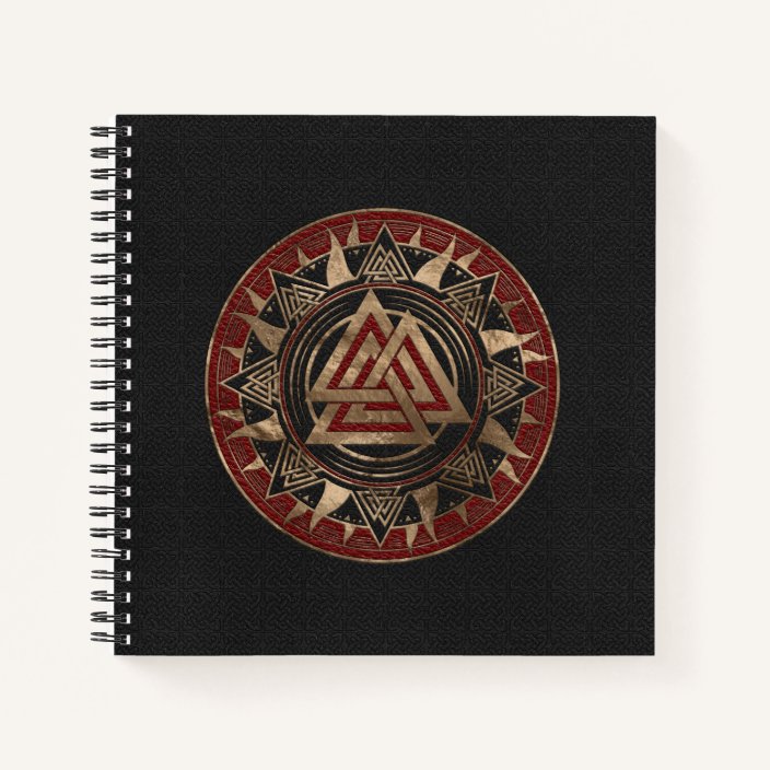 Valknut Symbol Black and Red Leather and gold Notebook | Zazzle.com