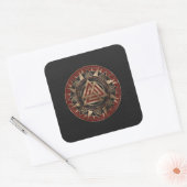 Valknut Symbol Black and Red Leather and gold Square Sticker | Zazzle