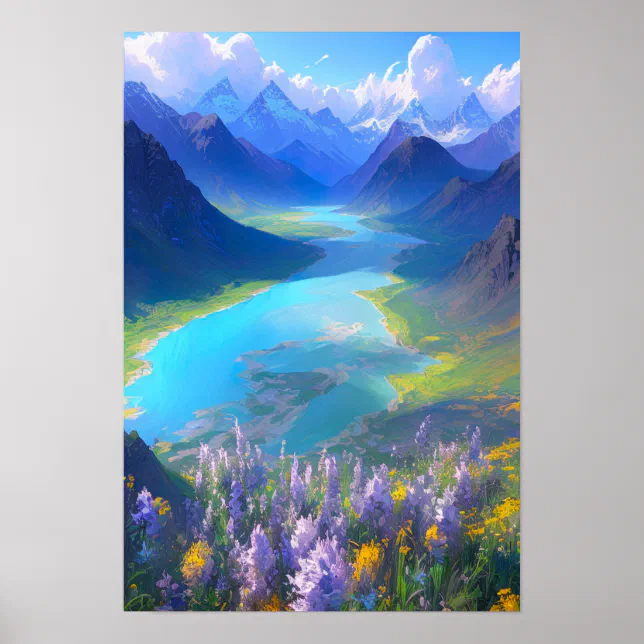 Valley of Azure Lake Poster | Zazzle