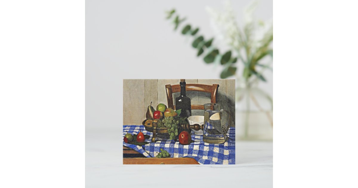 Vallotton: Still Life with Blue Checker Tablecloth Postcard | Zazzle