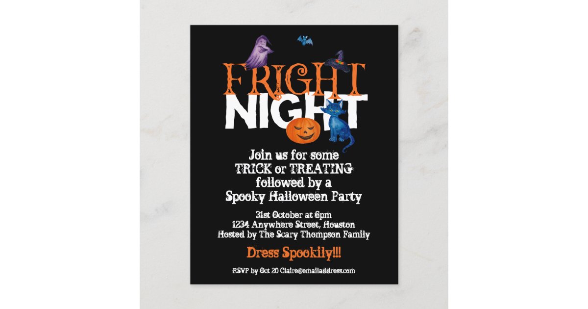 Value Fright Night Halloween Party Black Invite Flyer | Zazzle