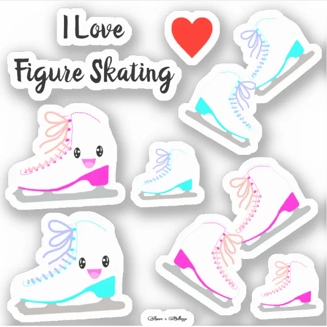 VALUE Ice Skating Cute Assorted Pink/Blue Sticker | Zazzle