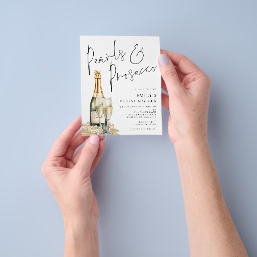 Value Pearls Prosecco Glass Bridal Shower Invite Flyer | Zazzle