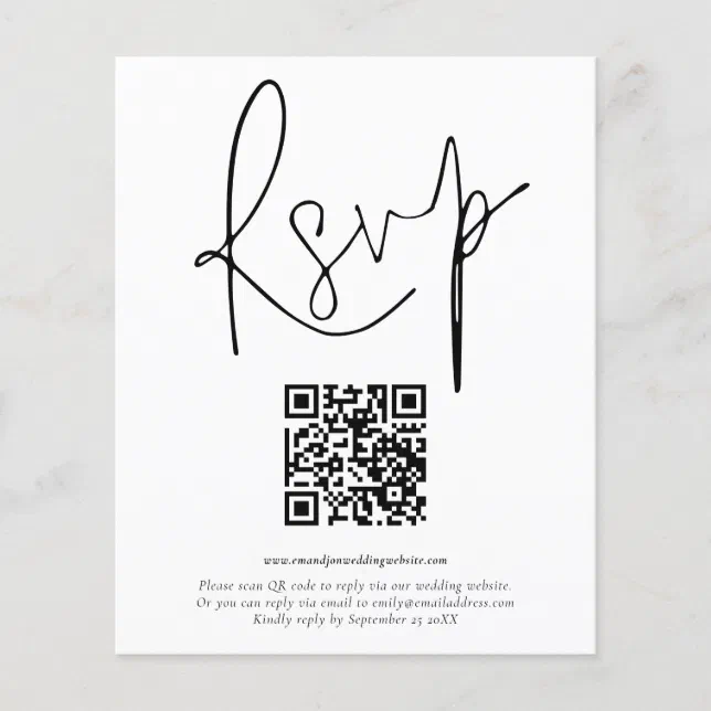 Value QR Code Script Wedding RSVP Flyer | Zazzle