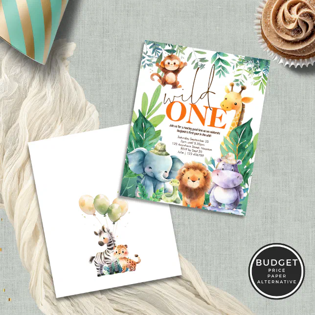 Value Wild One Jungle Animals 1st Birthday Party Flyer | Zazzle