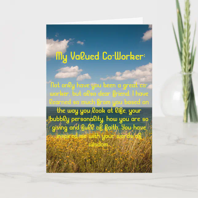 Valued Co-Worker Thank You Card | Zazzle