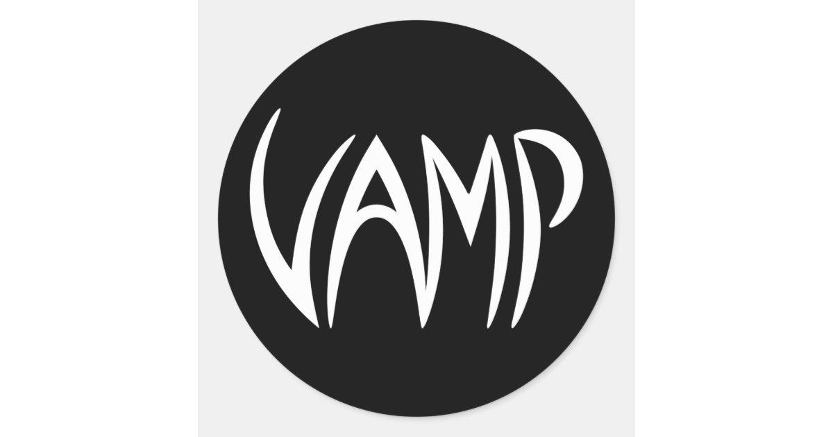 Vamp Text (Black/White) Version Classic Round Sticker | Zazzle