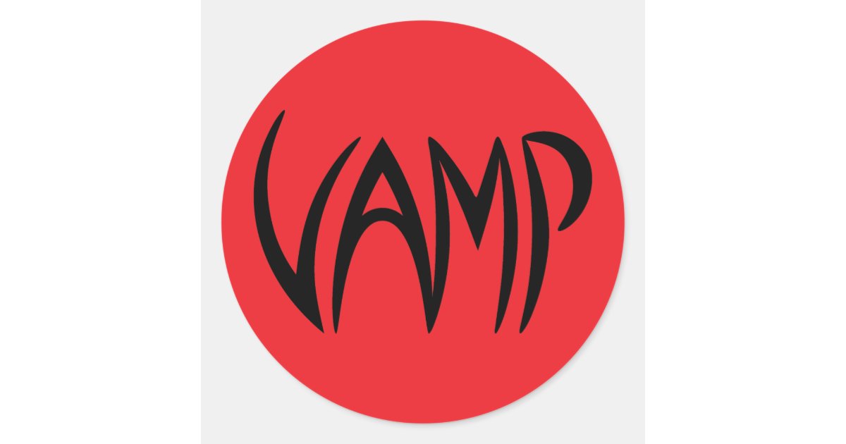 Vamp Text (Red/Black) Version Classic Round Sticker | Zazzle