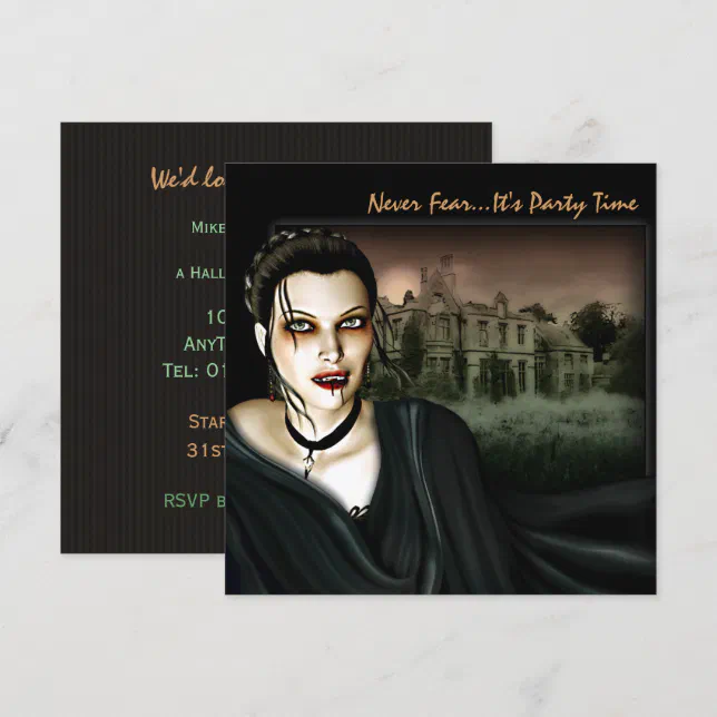 Vampire At The Hall Gothic Party Invitation | Zazzle