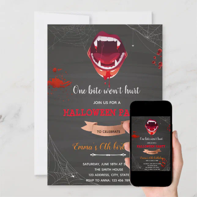 Vampire Birthday halloween party invitation | Zazzle