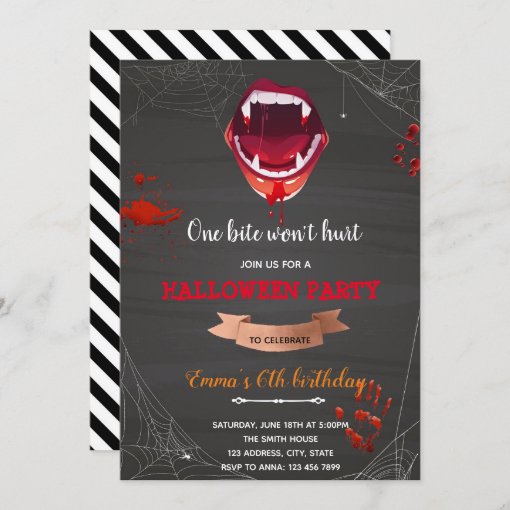 Vampire Birthday halloween party invitation | Zazzle