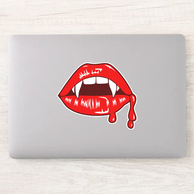 Vampire Blood Lips Red Monster Fangs Sticker | Zazzle