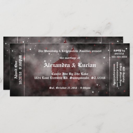 Vampire Castle Gothic Wedding Ticket Invitations | Zazzle