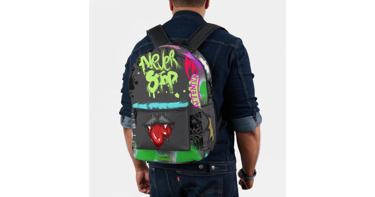Vampire eating heart Streetart spray paint Printed Backpack | Zazzle