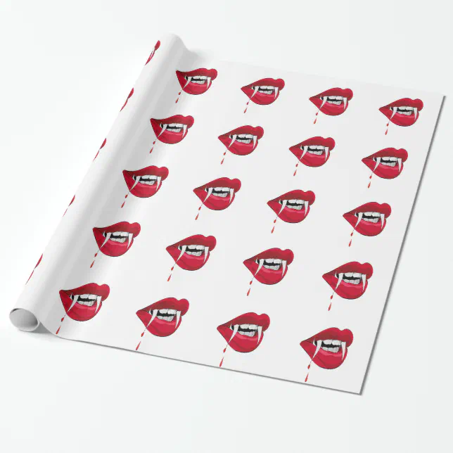 Vampire Fangs Halloween Wrapping Paper | Zazzle