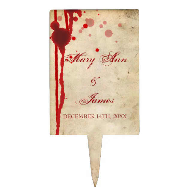 Vampire Halloween Wedding Fake Blood Red Cake Topper | Zazzle