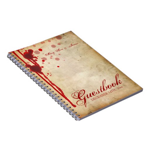 Vampire Halloween Wedding Guestbook Fake Blood Red Notebook | Zazzle