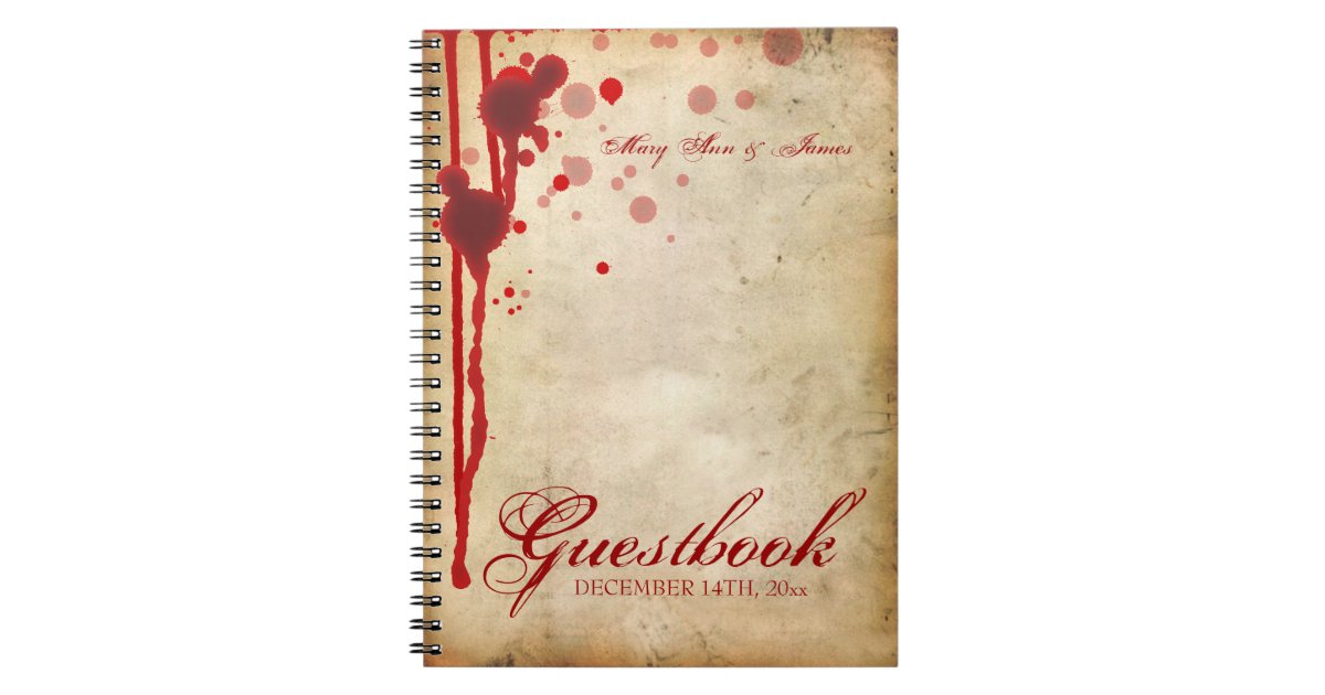 Vampire Halloween Wedding Guestbook Fake Blood Red Notebook | Zazzle