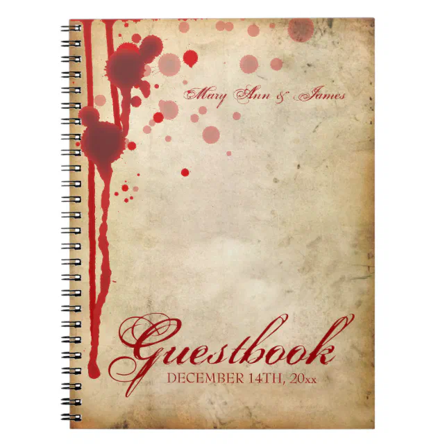 Vampire Halloween Wedding Guestbook Fake Blood Red Notebook | Zazzle