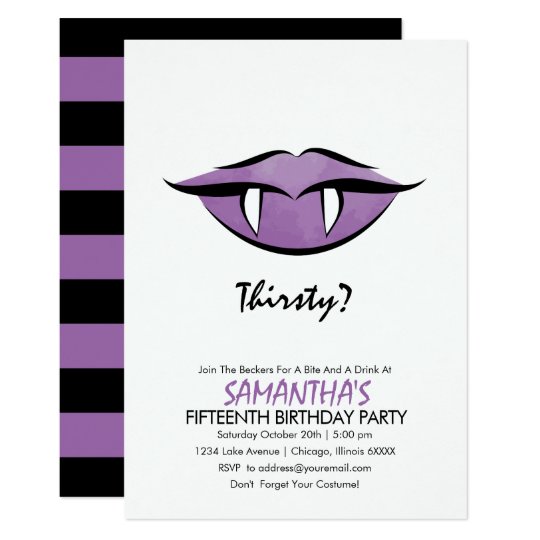 Vampire Lips Goth Birthday Party Invitation Card | Zazzle.com
