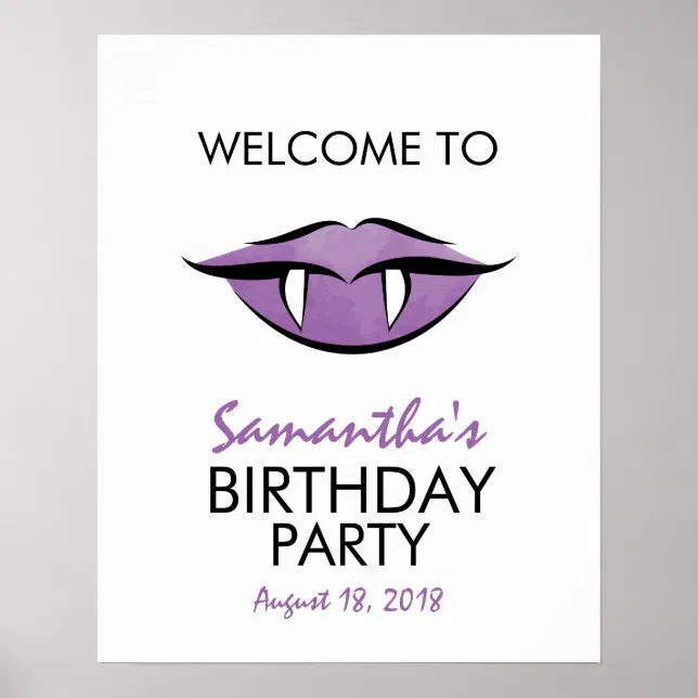 Vampire Lips Goth Birthday Party Welcome Sign | Zazzle