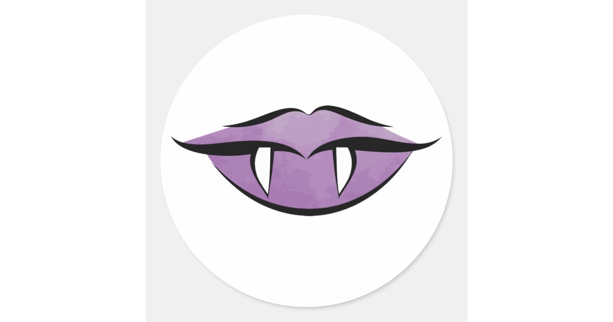 Vampire Lips Goth Halloween Birthday Round Sticker | Zazzle