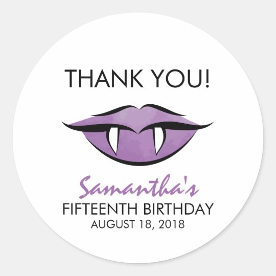Vampire Lips Goth Thank You Birthday Sticker | Zazzle.com