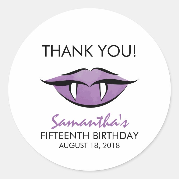 Vampire Lips Goth Thank You Birthday Sticker | Zazzle.com