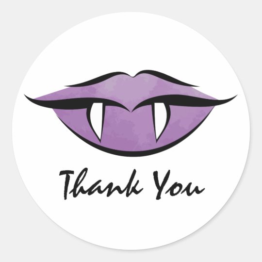 Vampire Lips Halloween Birthday Thank You Sticker | Zazzle.com