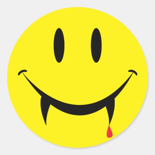 Vampire Smiley Face Classic Round Sticker | Zazzle