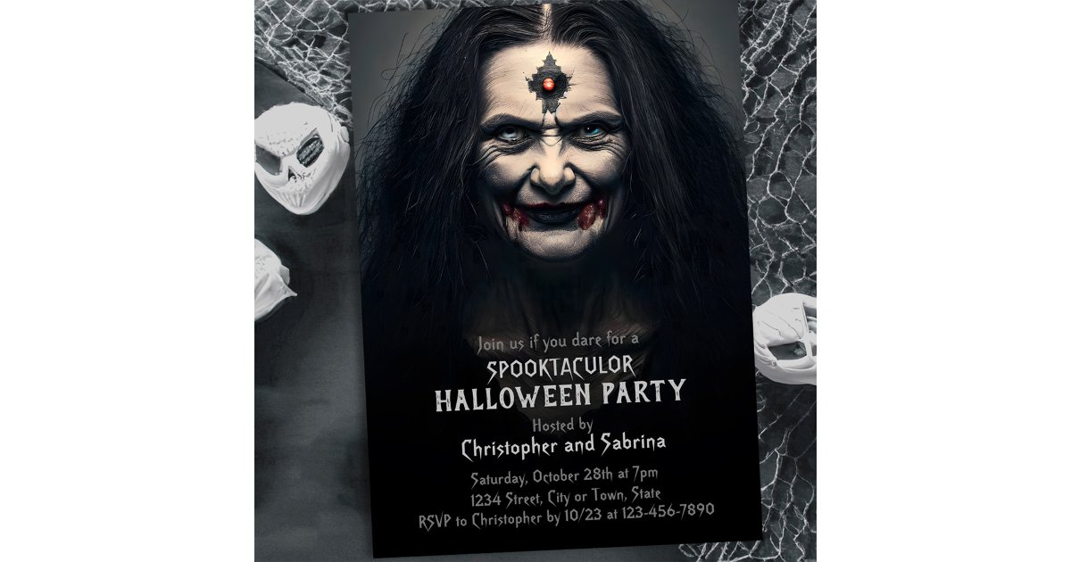 Vampire Witch Halloween Party Invitation | Zazzle