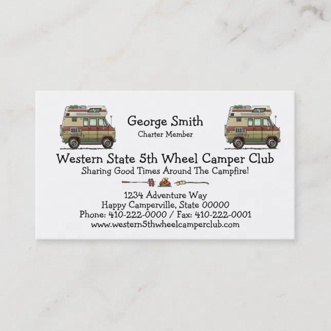 Van Camper Trailer Business Card | Zazzle