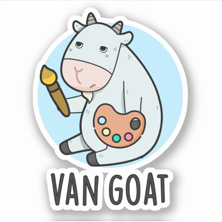 Van Goat Funny Artist Pun Sticker | Zazzle