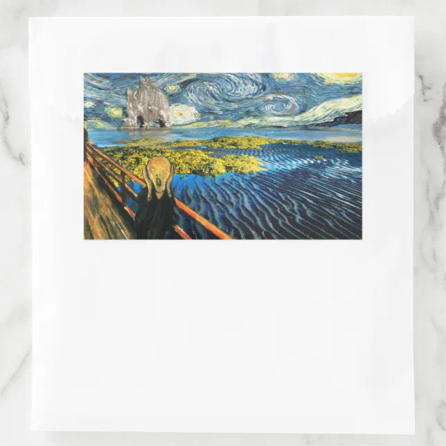 Van Gogh Edvard Meets Vincent Starry Night Rectangular Sticker | Zazzle